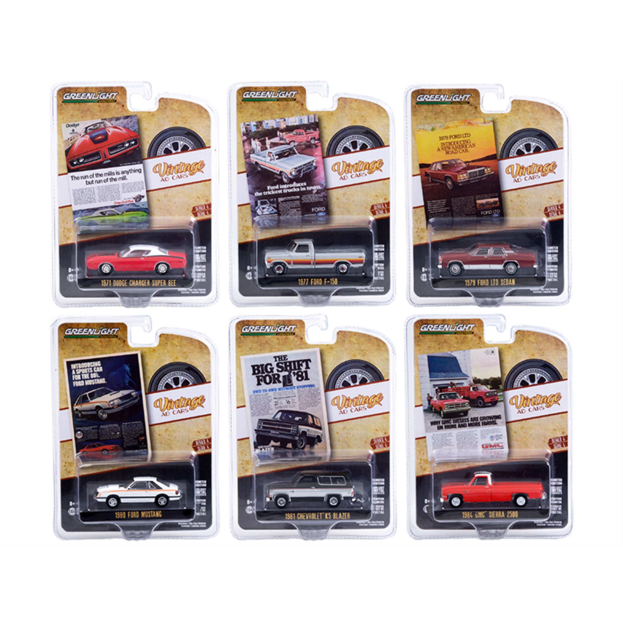 GreenLight \Vintage Ad Cars\ Set of 6 pieces Series 4 1/64 Diecast ...