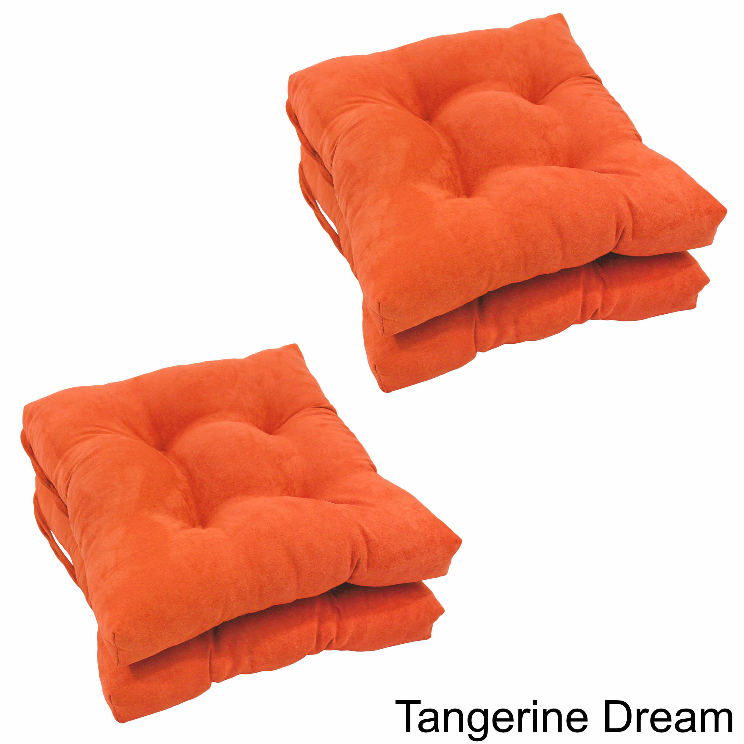 16 INCH SOLID MICRO Suede Square Tufted Chair Cushions Set Of 4 63 