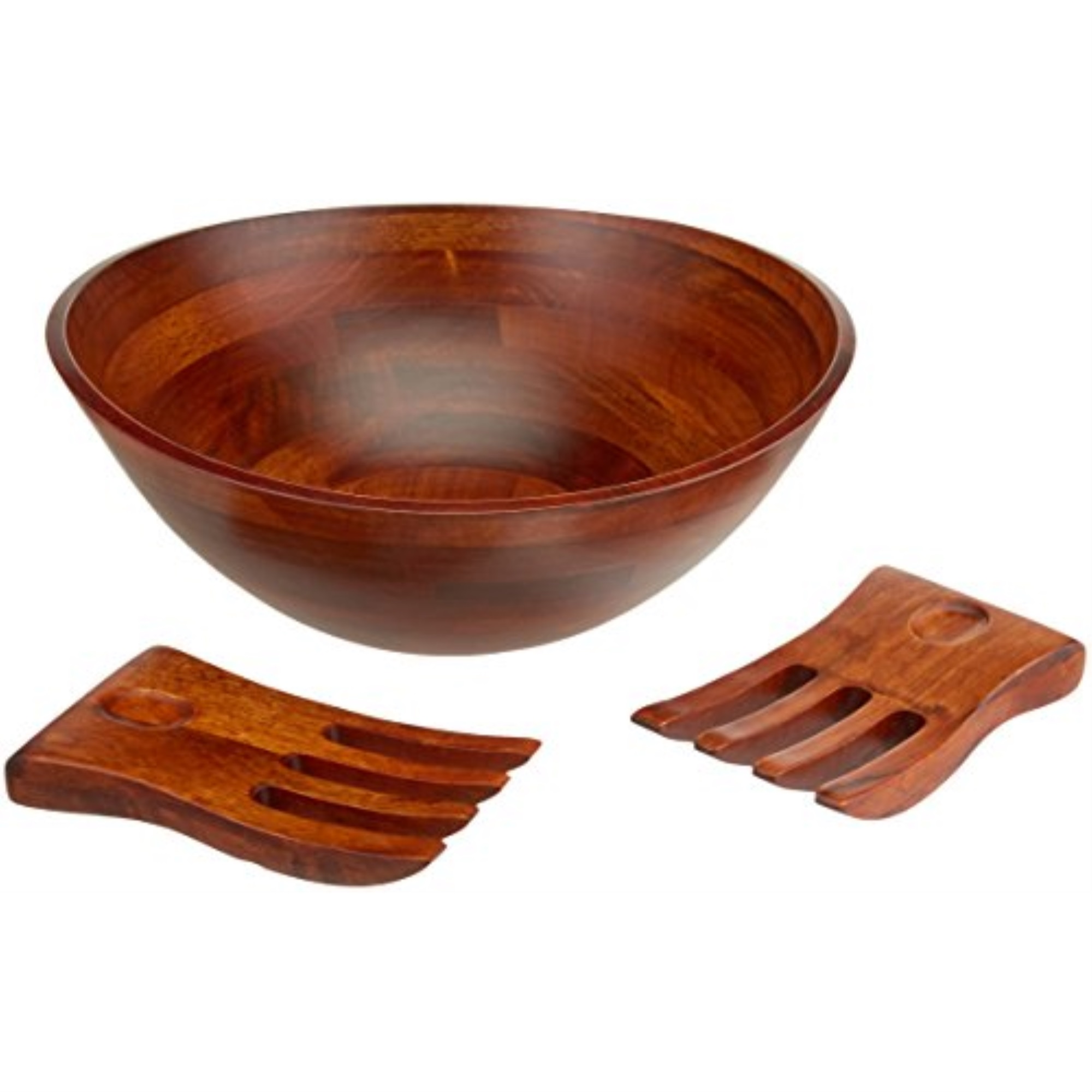 Lipper International Large Wavy Rim Bowl w/Salad Hands Cherry finish