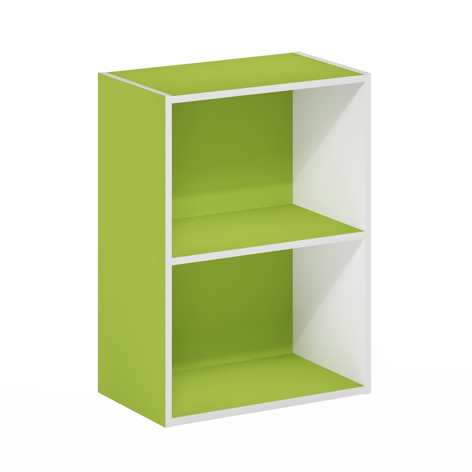 FURINNO Furinno Luder 2-Tier Open Shelf Bookcase, Green/White