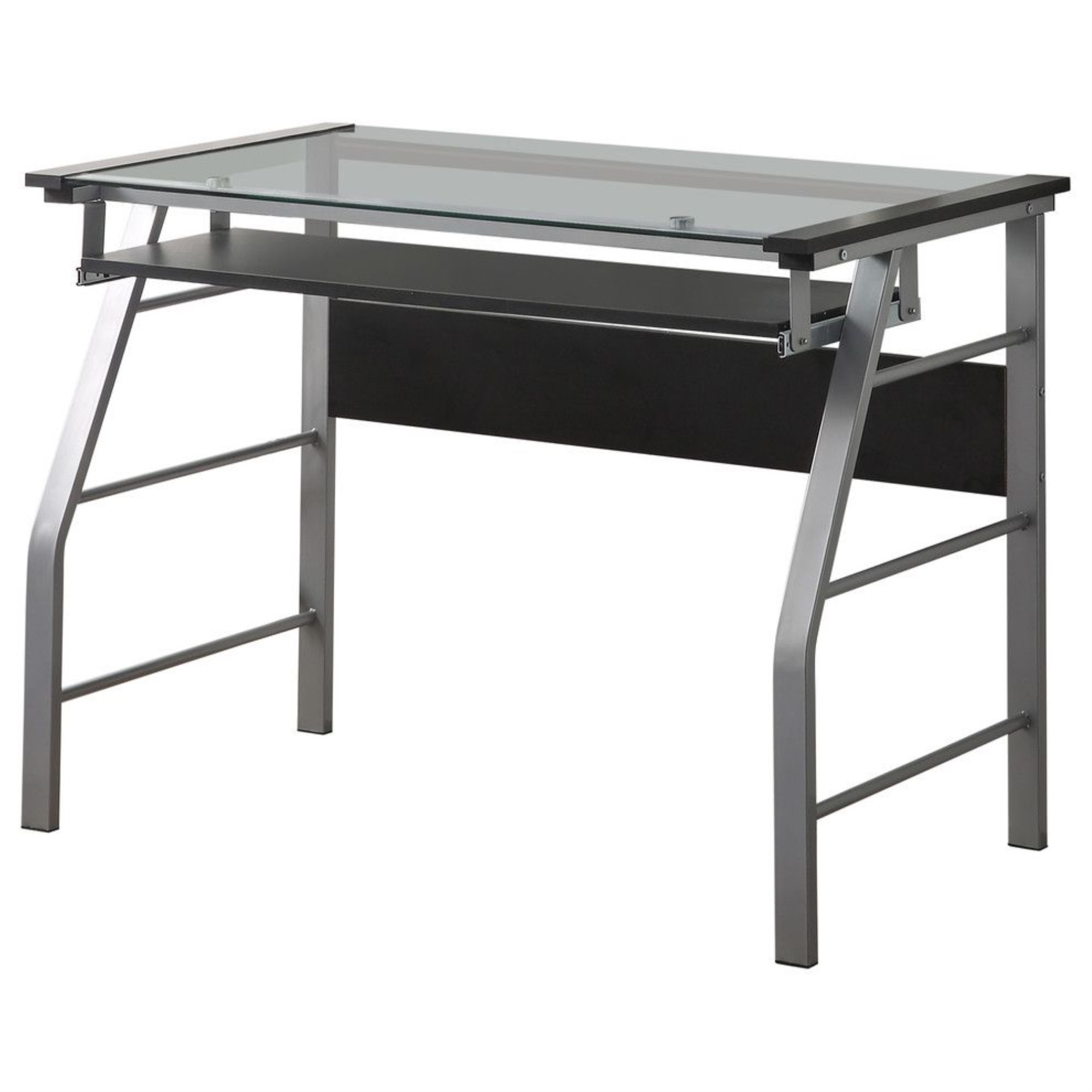 Pilaster Designs Kendra Home & Office Workstation Desk, Silver Metal ...