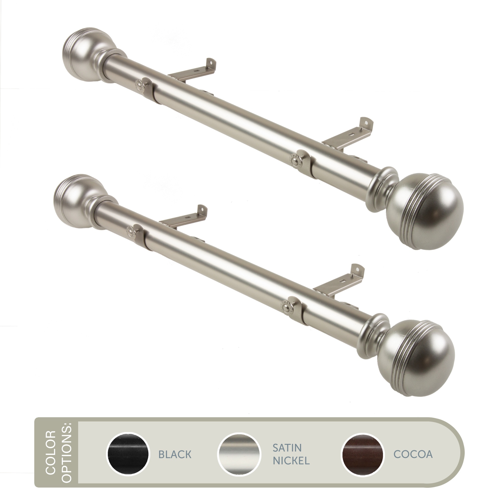 Astamoda Victor 1.5 inch Side Curtain Rod 12-20 inch long (Set of 2 ...