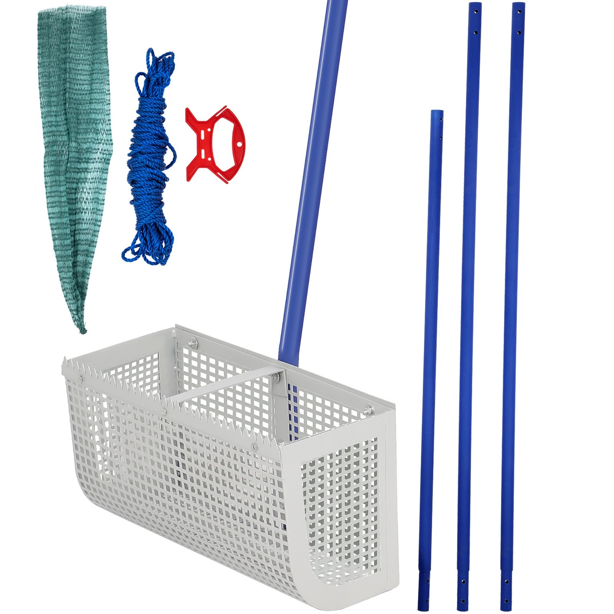 VEVOR Vevor Sand Rake Beach Rake 165" Pole Muck Sand Flea Rake 16" Blue ...