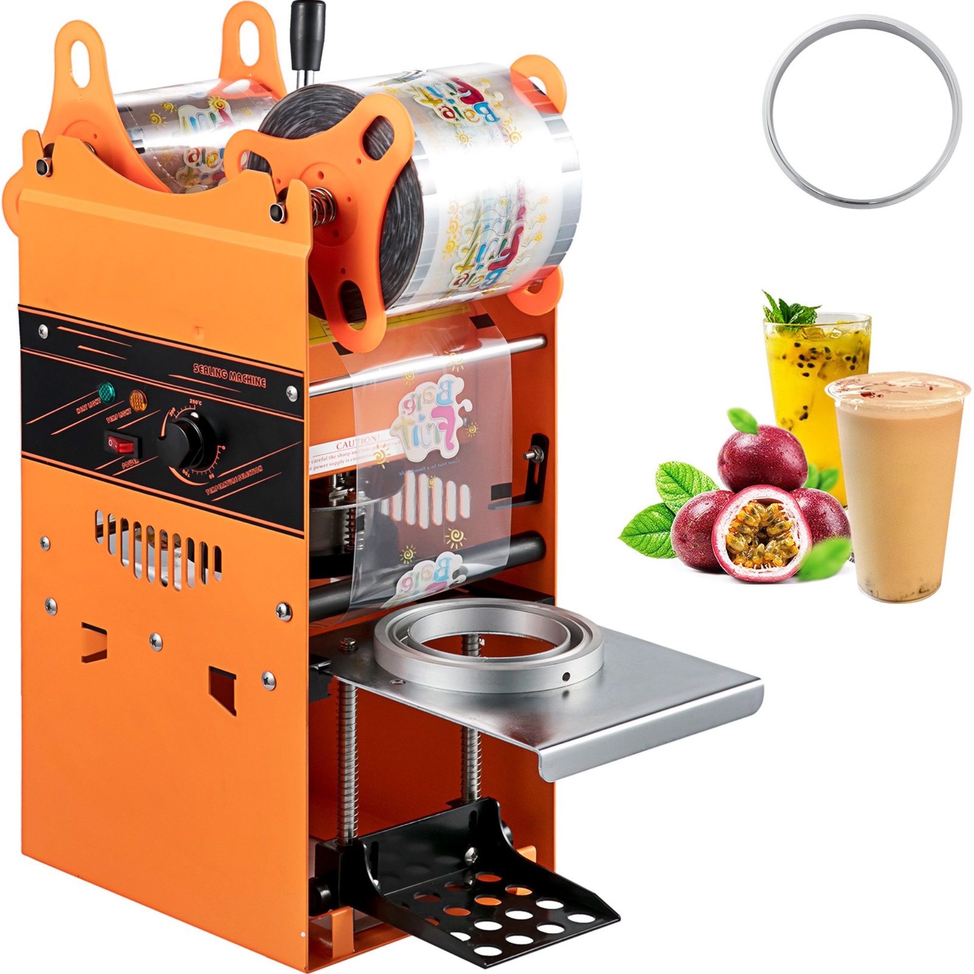 VEVOR Vevor Manual Tea Cup Sealer Machine Manual Cup Sealer Orange 300 ...
