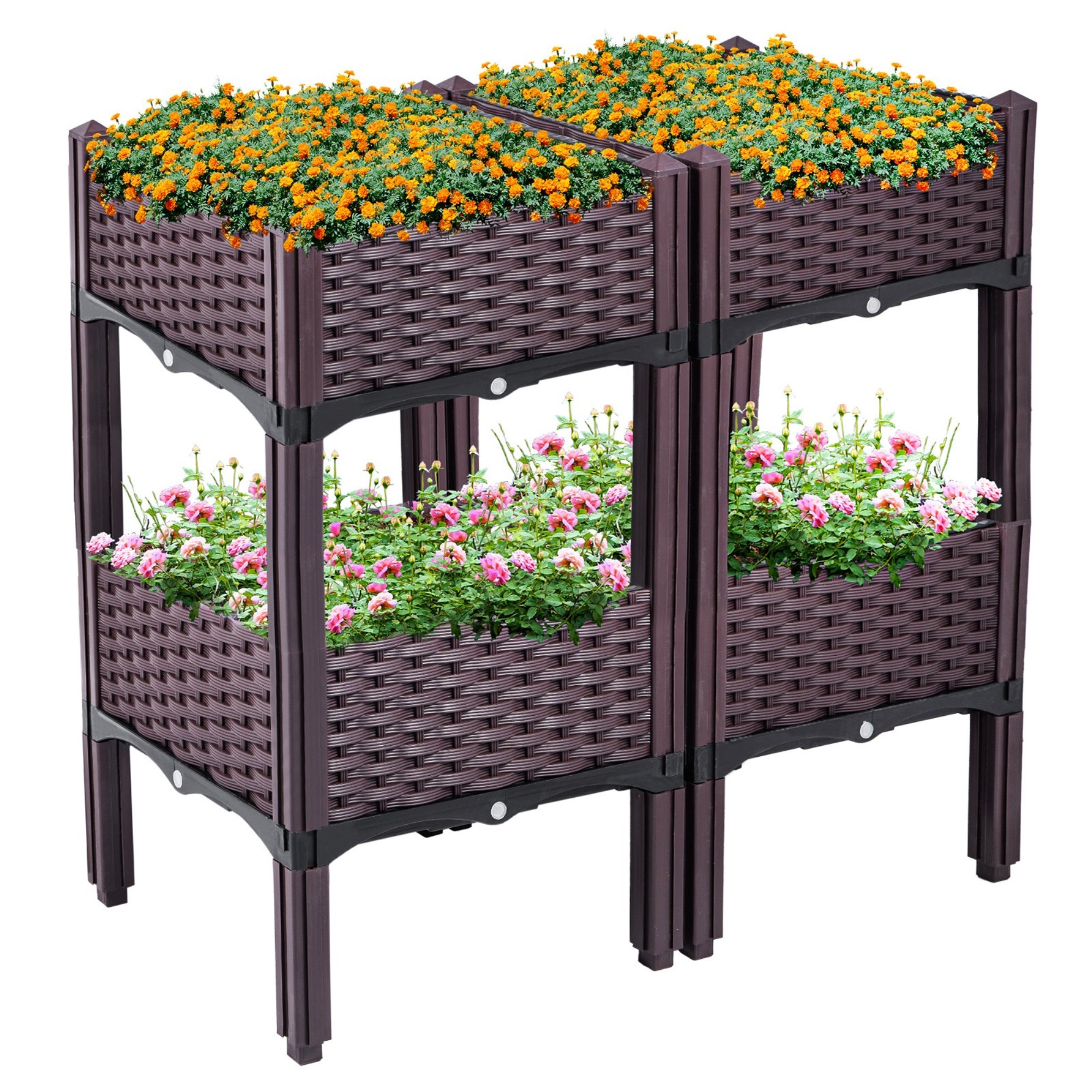 VEVOR Vevor Plastic Raised Garden Bed Flower Box Kit 9"h Box With Legs ...