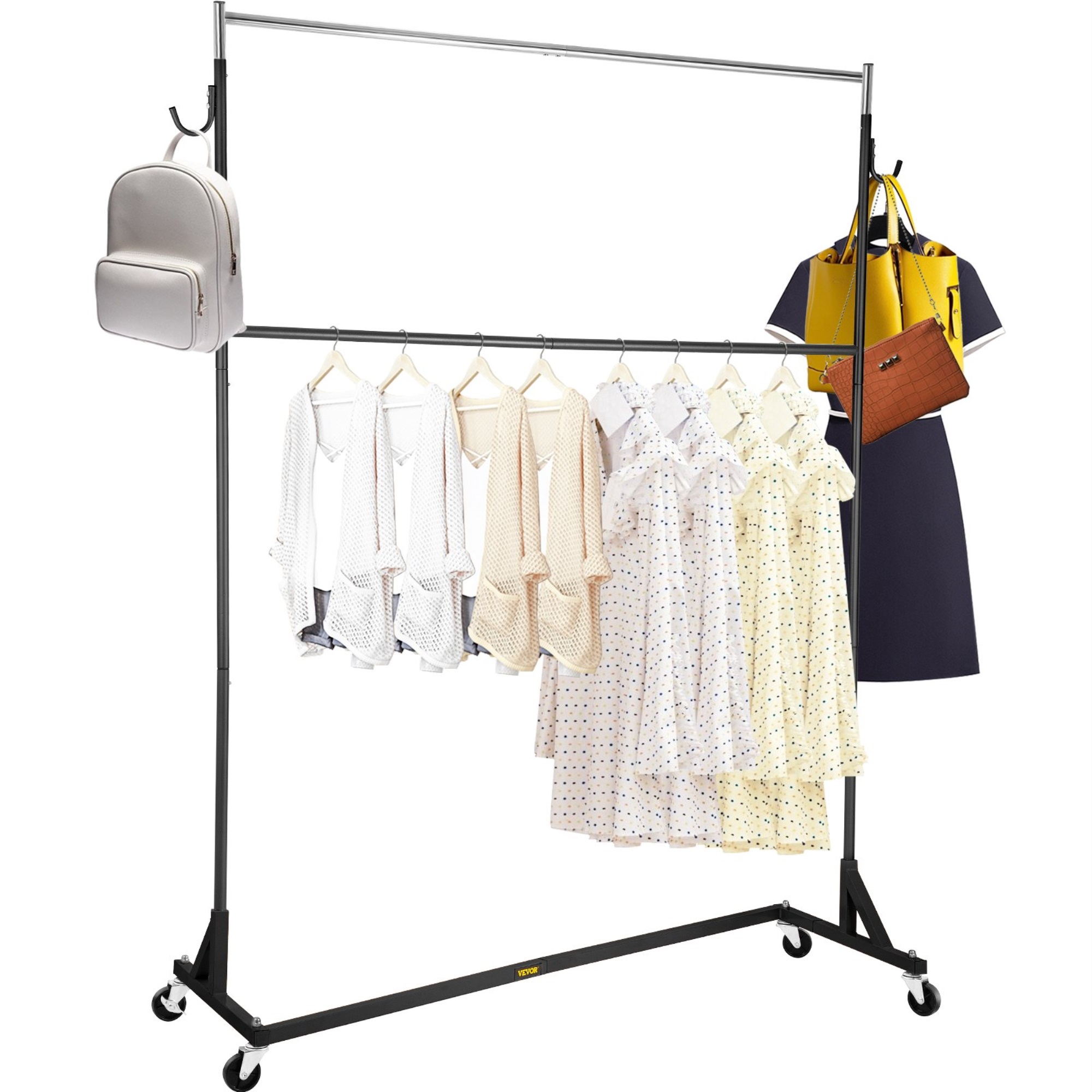 VEVOR Clothing Rack Heavy Duty Commerical Rolling Garment Z-Truck ...